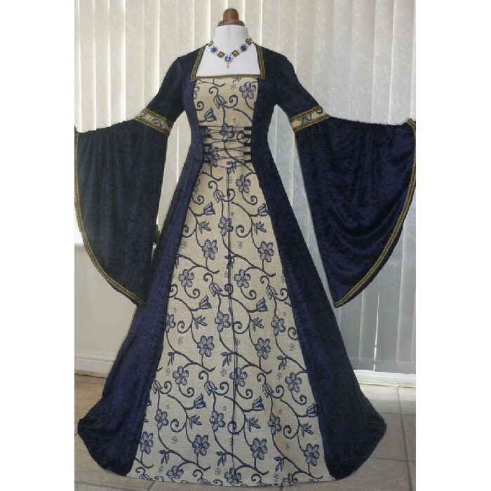 Vestido Medieval Azul Marino - Prenda de Vestir con Corte Elegante ...